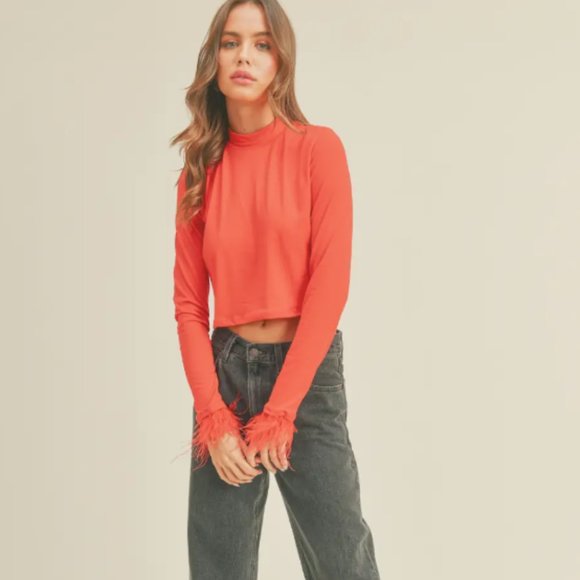 Tops | Hot Girl Red Feather Top | Poshmark